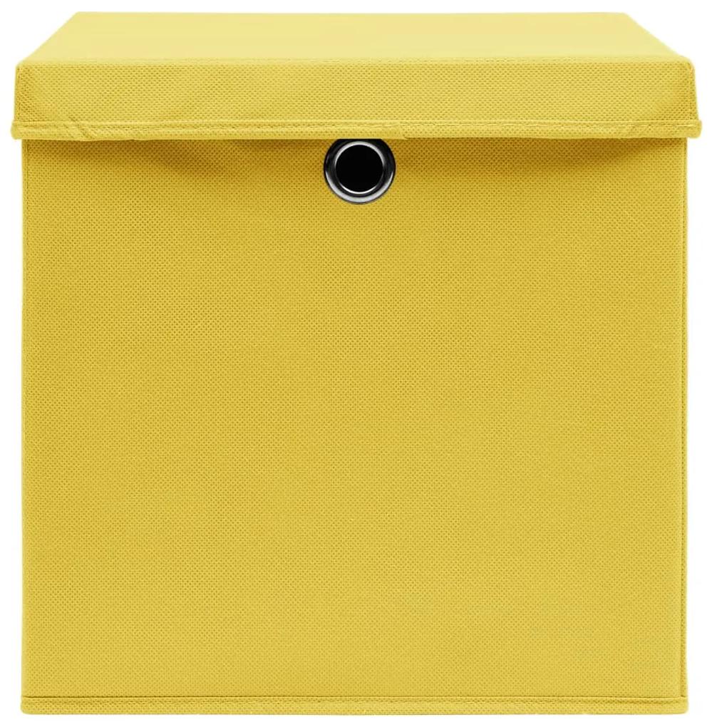 Úložné boxy s víky 4 ks 28 x 28 x 28 cm žluté - Default Title