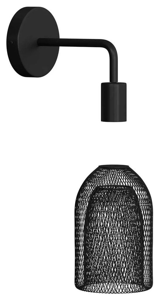 creative cables Fermaluce urban, kovové nástěnné svítidlo se stínidlem ghostbell a ohnutou prodlužovací trubičkou Barva: Černá-měď