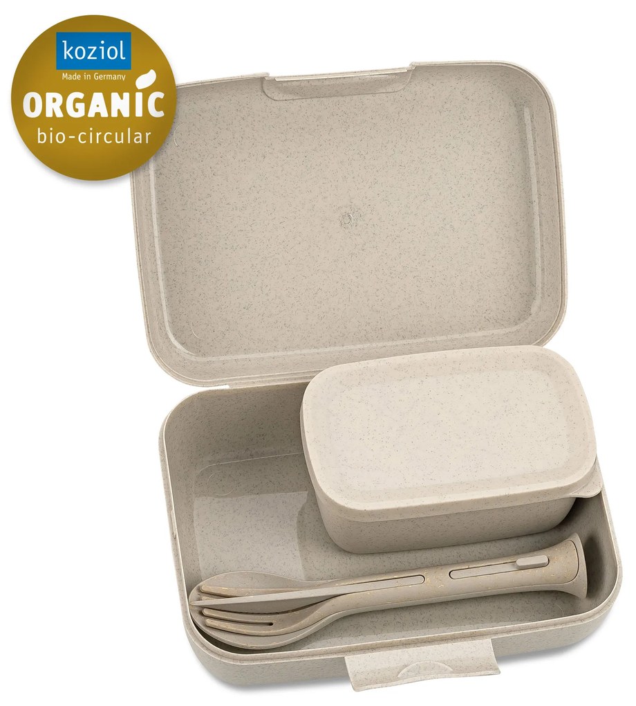 CANDY READY set dvou obědových boxů s příborem Písková Organic KOZIOL