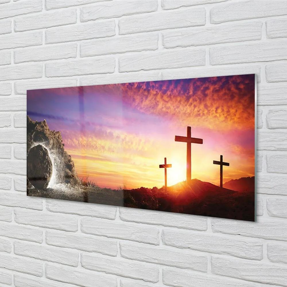 Obraz na skle Křížů Cave 125x50 cm