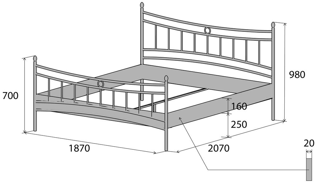 Nábytek ATIKA s.r.o. Kovová postel MARIANA 2 Povrchová úprava: na přání dle RAL, Rozměr: 100 x 200 cm
