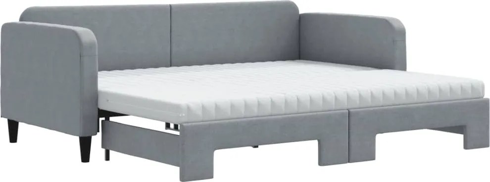 Válenda s přistýlkou a matracemi světle šedá 90 x 200 cm textil 3196834