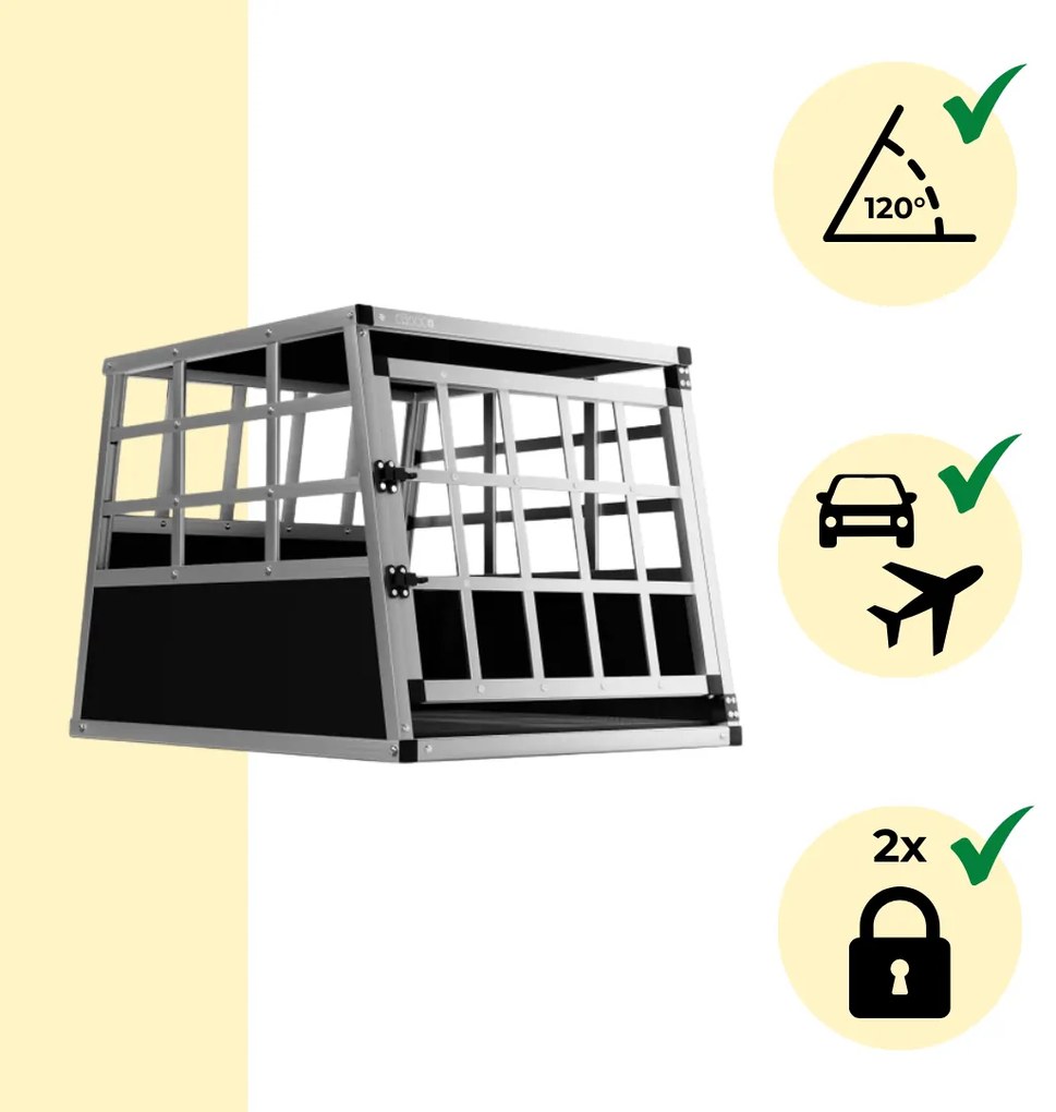 Přepravka pro psa BRUNO, 70x54x51cm, stříbrná/černá Cadoca