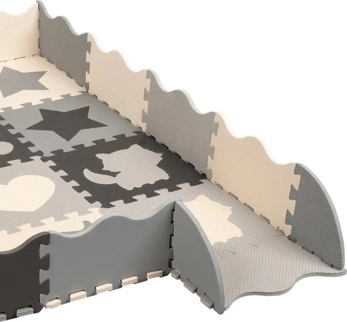 Pěnová podložka puzzle REBEL RBY-2250-16 150 x 150 cm, s rámem, šedá