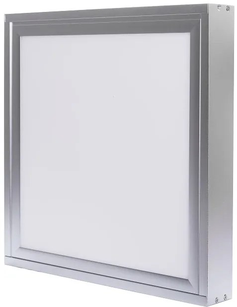 Stříbrný přisazený LED panel s rámečkem 300 x 300mm 18W Premium Denní bílá