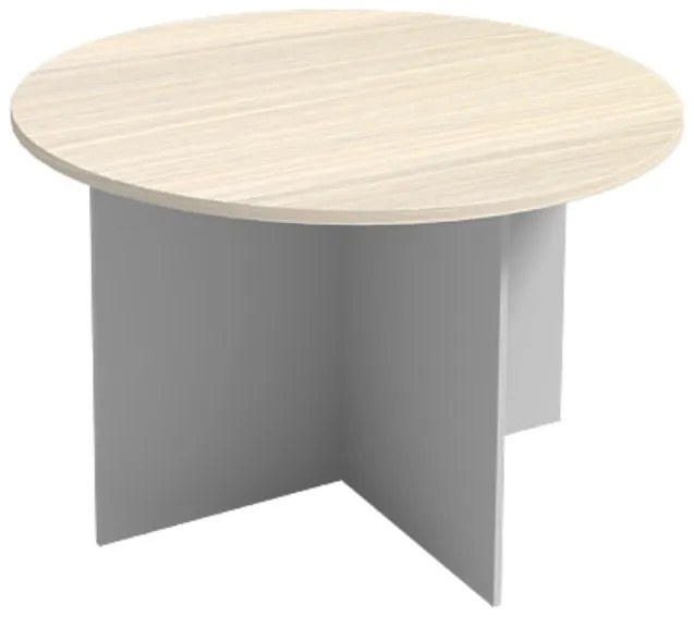 Jednací stůl s kulatou deskou PRIMO GRAY, průměr 120 cm, šedá/bříza