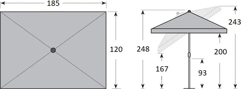 Doppler SUNLINE WATERPROOF zahradní slunečník 185 x 120 cm béžová