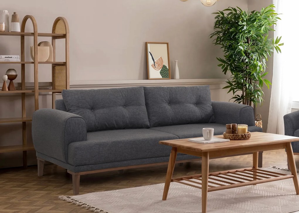 Hanah Home Třímístná pohovka BALERA s křeslem antracitová 223 cm