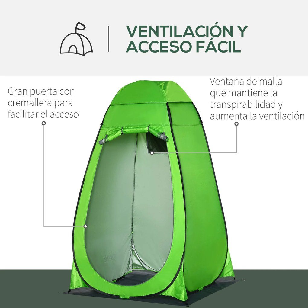 Outsunny Instantní Pop-Up Sprchový Stan pro Soukromí – Přenosný Stan s 1 Kapsou na Háčku a UV 20+ pro Koupelnu, Šatnu a Toaletu 126x124x189 cm Zelený