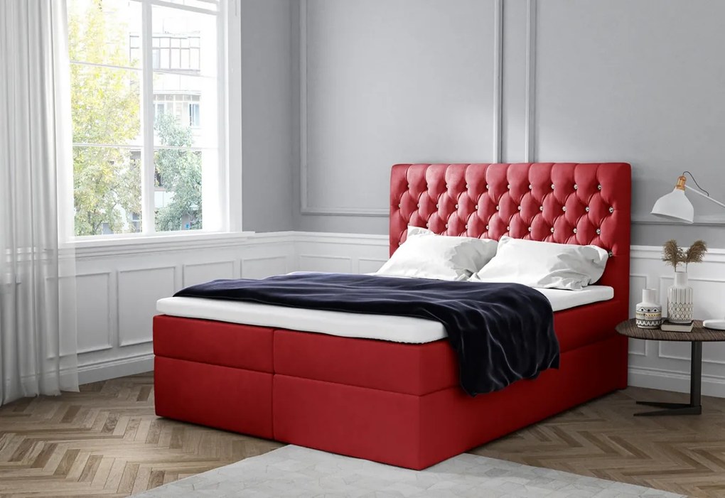 Expedo Čalouněná postel boxspring TOMIO + topper, 160x200, jasmine 60