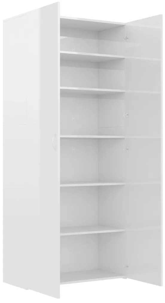 Botník bílý s vysokým leskem 80 x 35,5 x 180 cm dřevotříska - Default Title