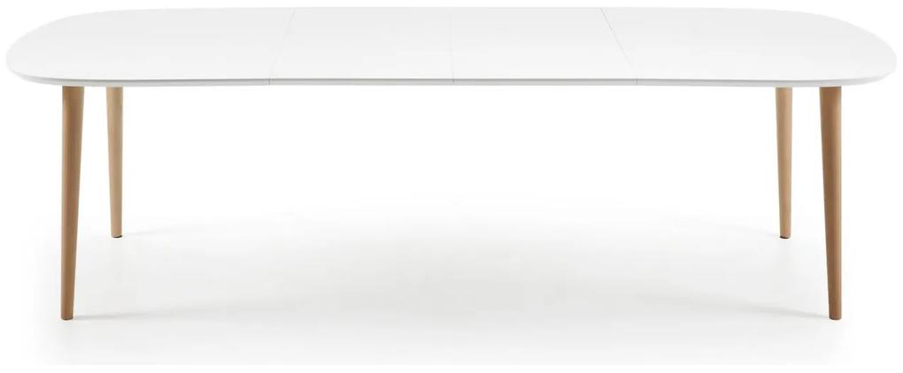 OnaDnes -20% Bílý lakovaný rozkládací jídelní stůl Kave Home Oqui 160/260 x 100 cm