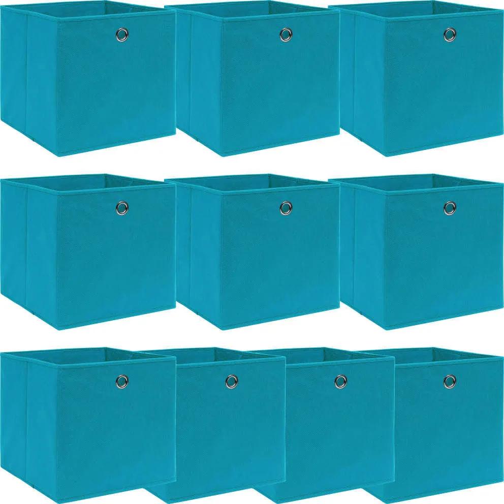 vidaXL Úložné boxy s víky 10 ks bledě modré 32 x 32 x 32 cm textil [288352] Barva: červená s víky