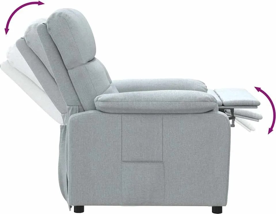Polohovací křeslo světle šedé textil 289662