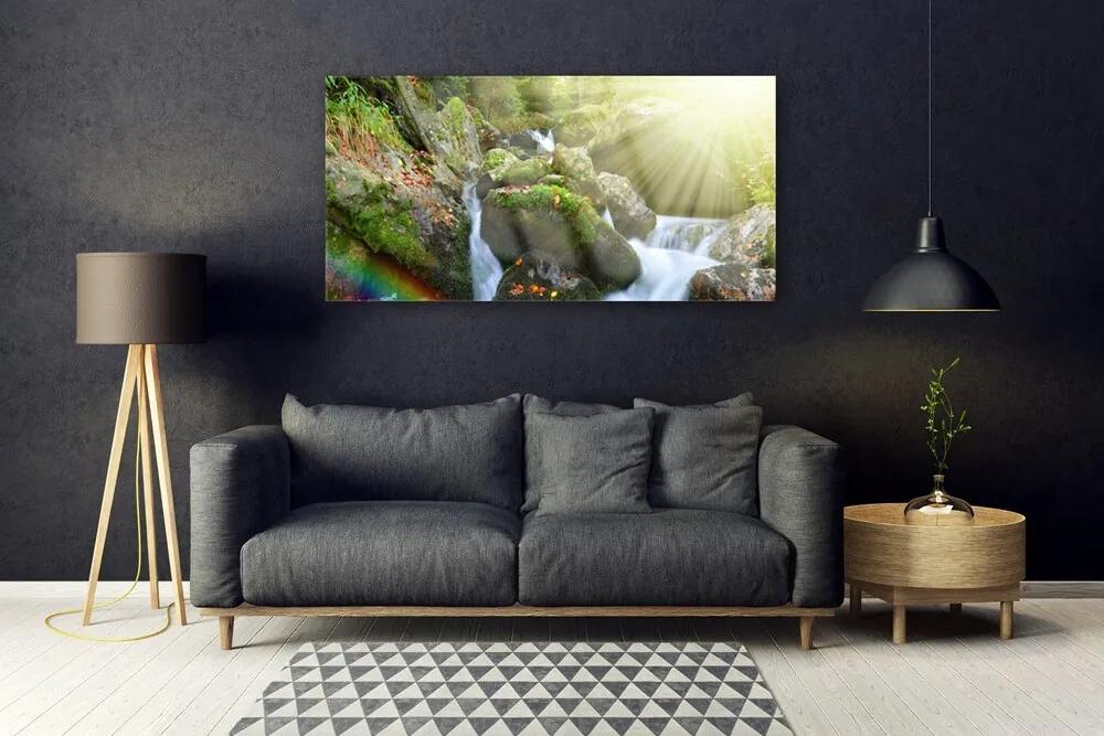 Plexisklo-obraz Vodopád Duha Příroda Potok 120x60 cm