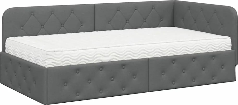 Rohový rám postele Tmavě šedá 100 x 200 cm textil 3394054