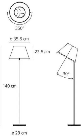 Artemide 1136020A Choose terra, designová stojací lampa se stínítkem z pergamenu, 2x75W, 140cm