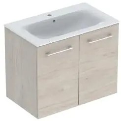 Geberit Selnova Square - Umyvadlová skříňka 635x788x480 mm, s umyvadlem, 2 dvířka, světlý ořech hickory 501.259.00.1