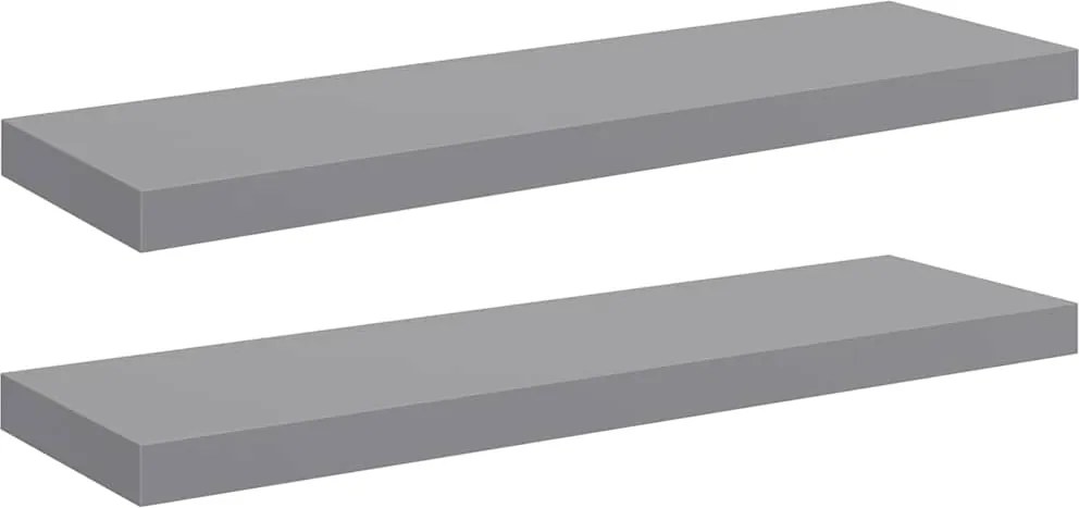 Plovoucí nástěnné police 2 ks šedé 80 x 23,5 x 3,8 cm MDF 323857