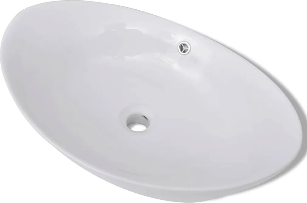 Luxusní keramické oválné umyvadlo s přepadem - 59 x 38,5 cm 140679
