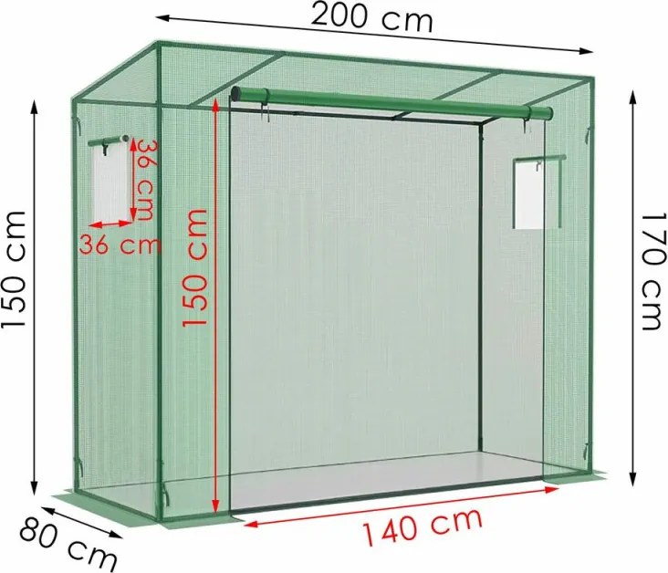 Zahradní foliovník 2x0,8x1,7 m SPRINGOS GT0006