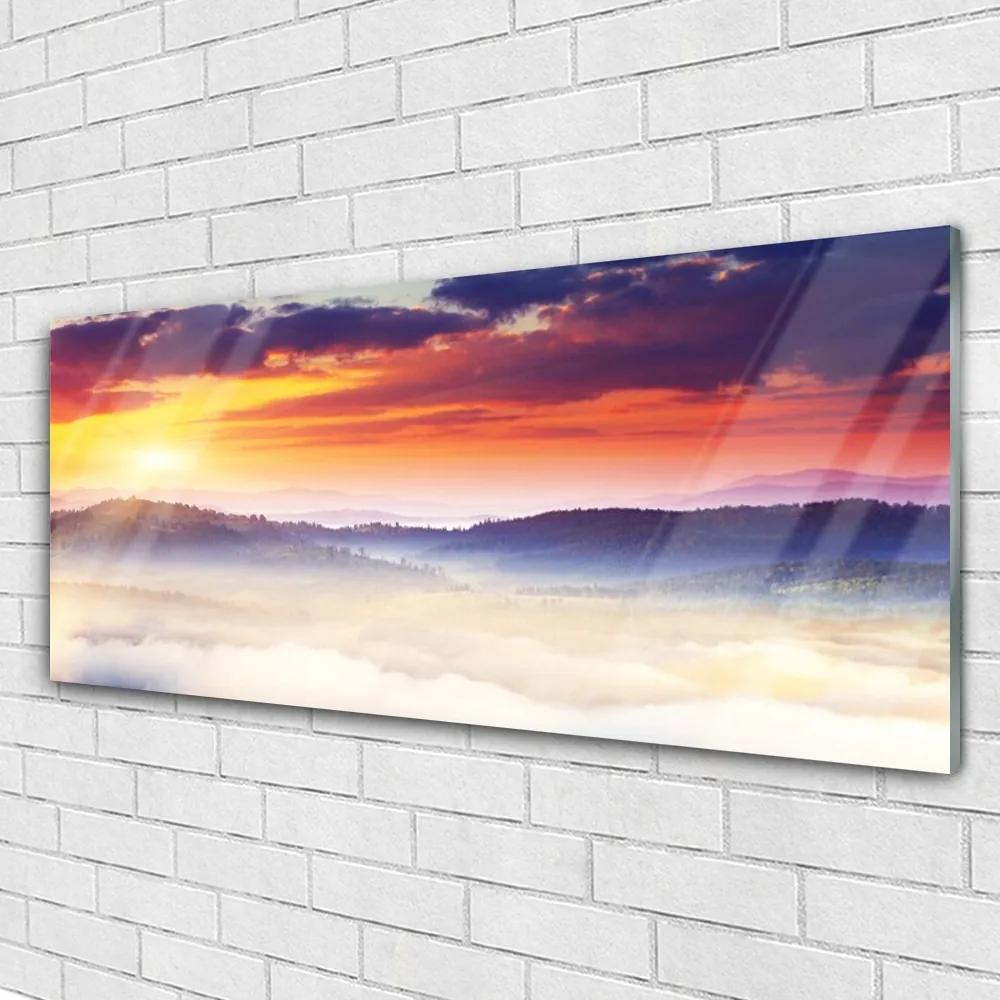 akrylový obraz Hora Slunce Krajina 125x50 cm