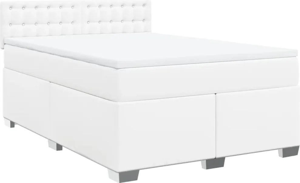Box spring postel s matrací bílá 140x200 cm umělá kůže 3288425