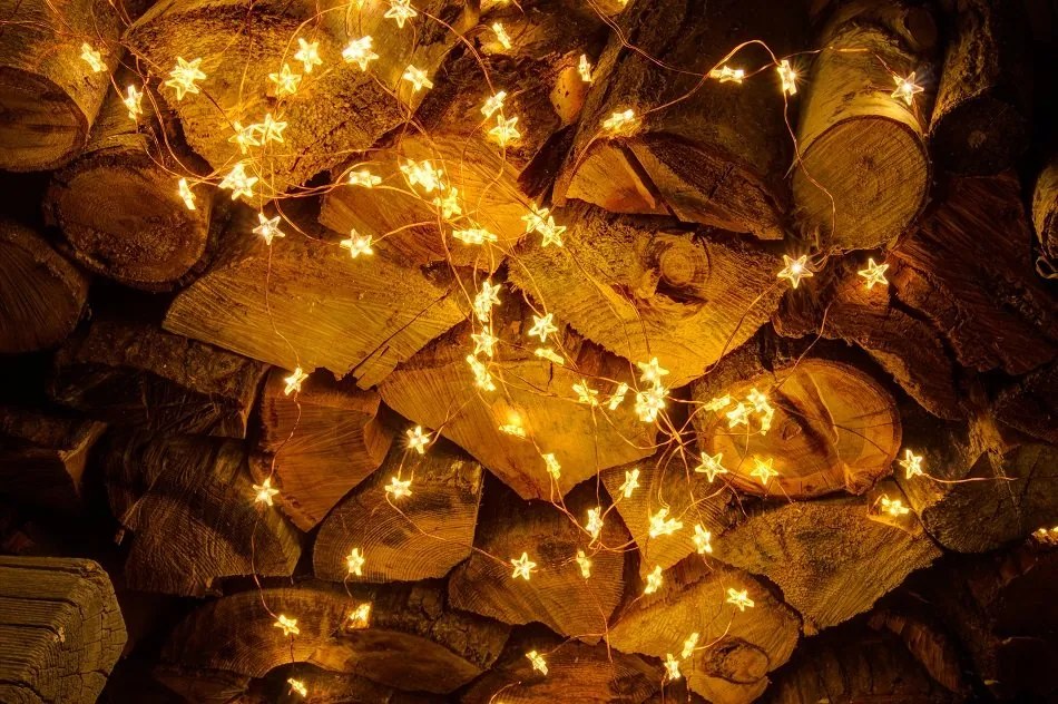 LED světelný řetěz, hvězdičky, 12 pramenů × 1,5 m, venkovní, teple bílá, 180 diod, měděný kabel, IP44, vč. zdroje