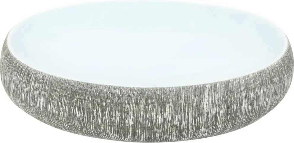 Umyvadlo na desku šedé a modré oválné 59 x 40 x 15 cm keramika 155093