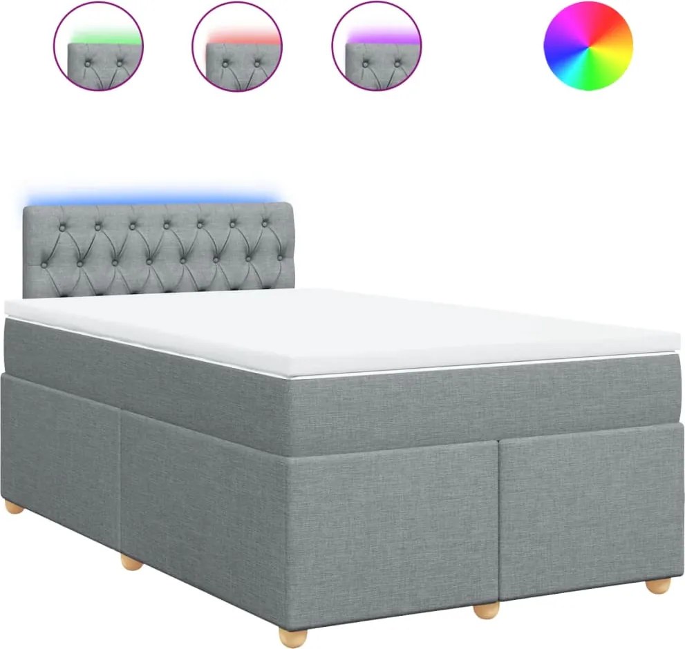 Box spring postel s matrací světle šedá 120x190 cm textil 3288926