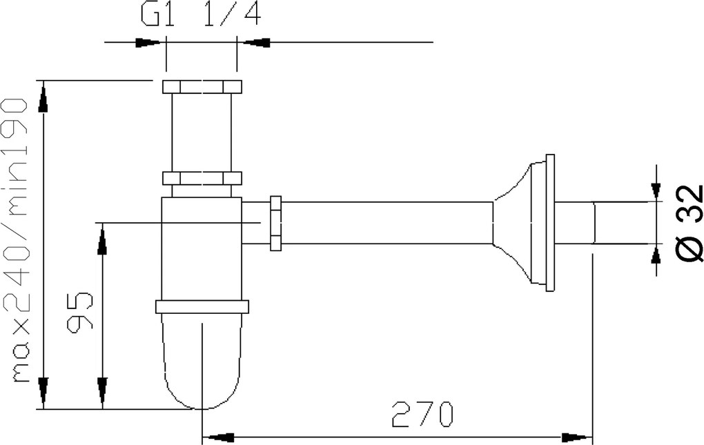 Sapho Antea umyvadlový sifon 1 1/4 odpad 32 mm chrom 9591