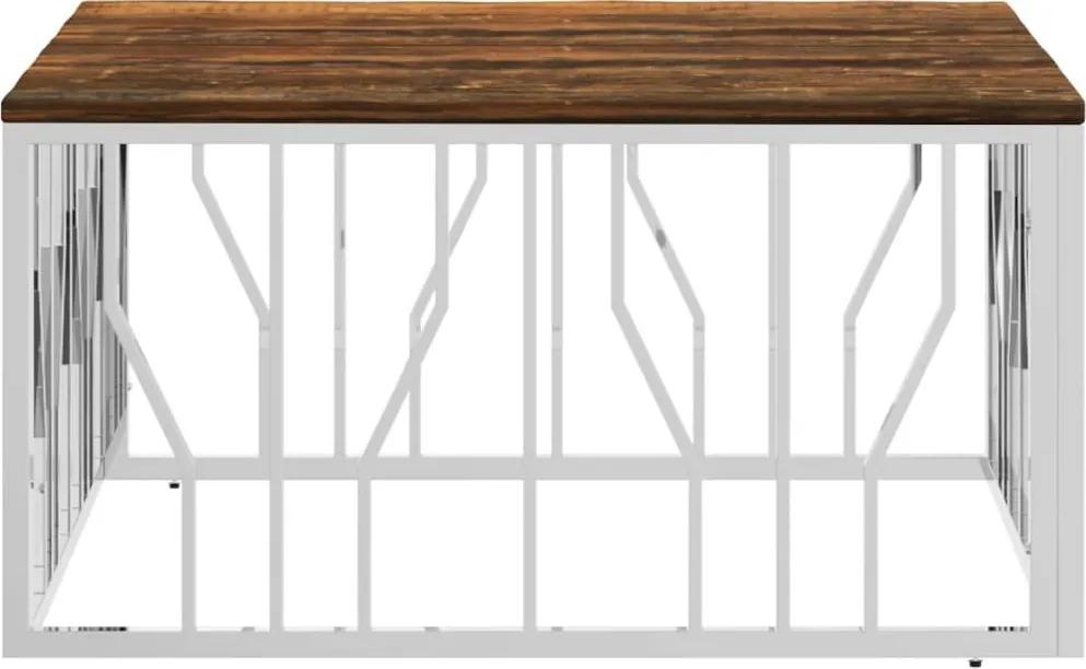 vidaXL Konferenční stolek nerezová ocel a recyklované dřevo [350061] Barva: zlatá
