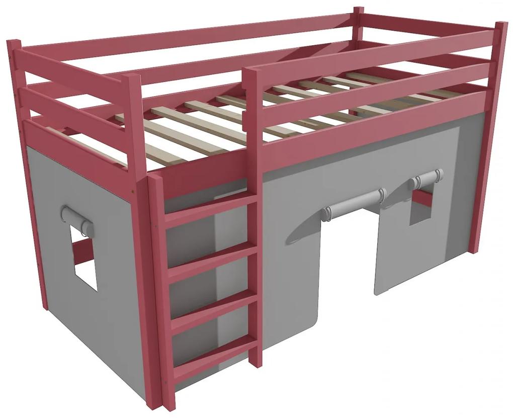 Patrová zvýšená postel GABRIELA "ZP 002" (Barva dřeva: barva růžová, Rozměr: 90 x 180 cm)