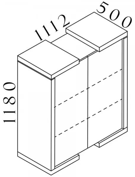 Střední skříň Lineart 111,2 x 50 x 118 cm / Jilm tmavý a antracit