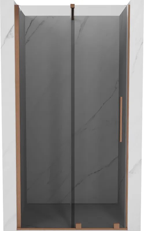 Mexen Velar, posuvné sprchové dveře do otvoru 90 cm, 8mm šedé sklo, měděná matná, 871-090-000-41-65