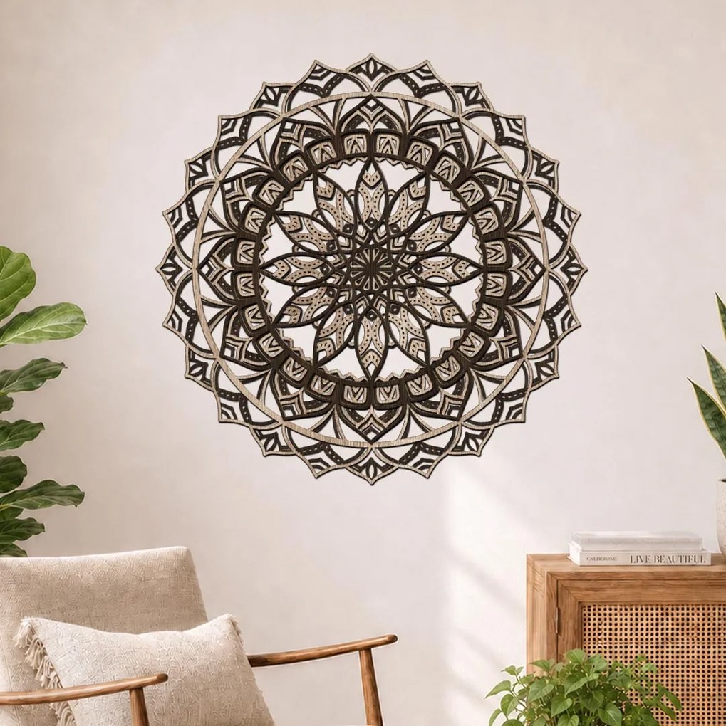 dřevo života 3 vrstvá mandala INTUICE Zvolte rozměr šxv (cm): 40x40, Zvolte barvu dekoru: Antracitová-Bílá-Antracitová