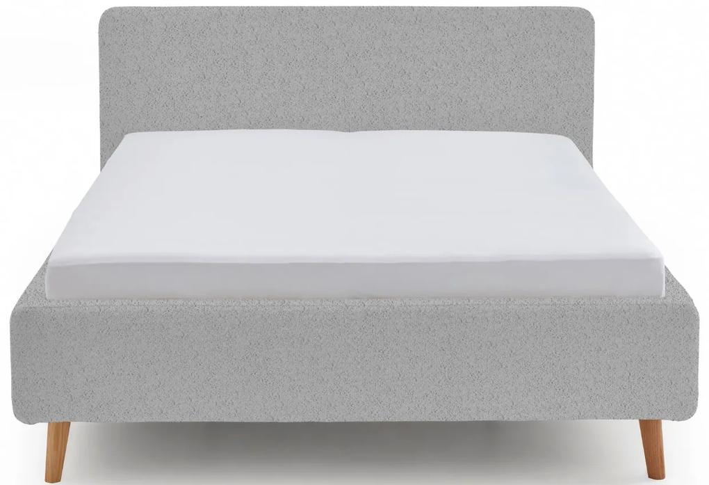Šedá látková bouclé dvoulůžková postel Meise Möbel Mattis 160 x 200 cm s úložným prostorem