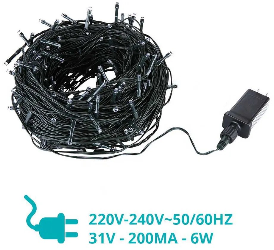 LED světelný řetěz s možností výběru velikosti a barvy - 120 LED, teplá bílá