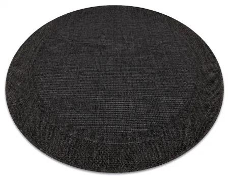 Dywany Luszczow Kusový koberec kulatý TIMO 5000 SISAL venkovní rám černý Rozměr koberce: 200 cm KRUH
