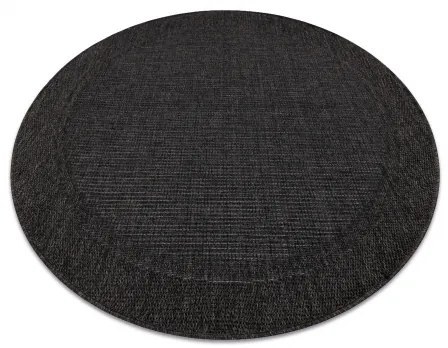 Dywany Luszczow Kusový koberec kulatý TIMO 5000 SISAL venkovní rám černý Rozměr koberce: 150 cm KRUH