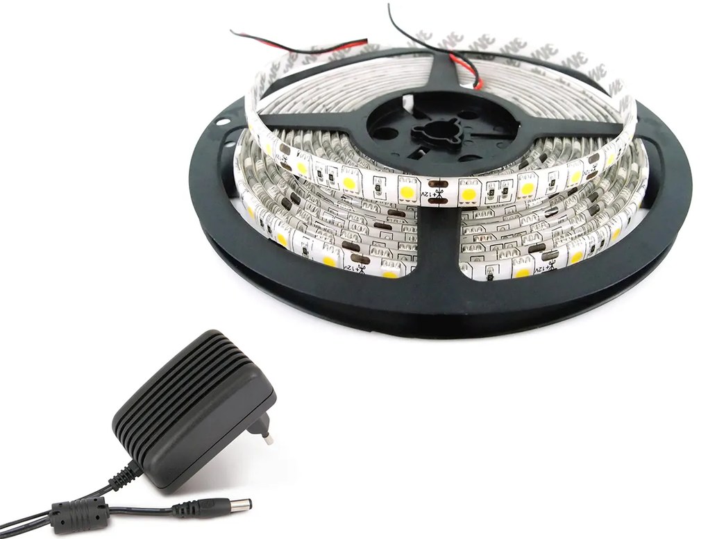 BERGE LED pásek - SMD 3528 - 2,5m - 60LED/m - 12W  - neutrální bílá - IP20 - zdroj SADA