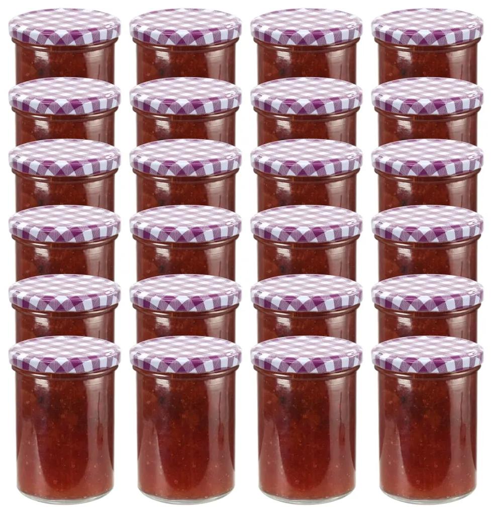 50815 vidaXL Zavařovací sklenice s fialovobílými víčky 24 ks 400 ml
