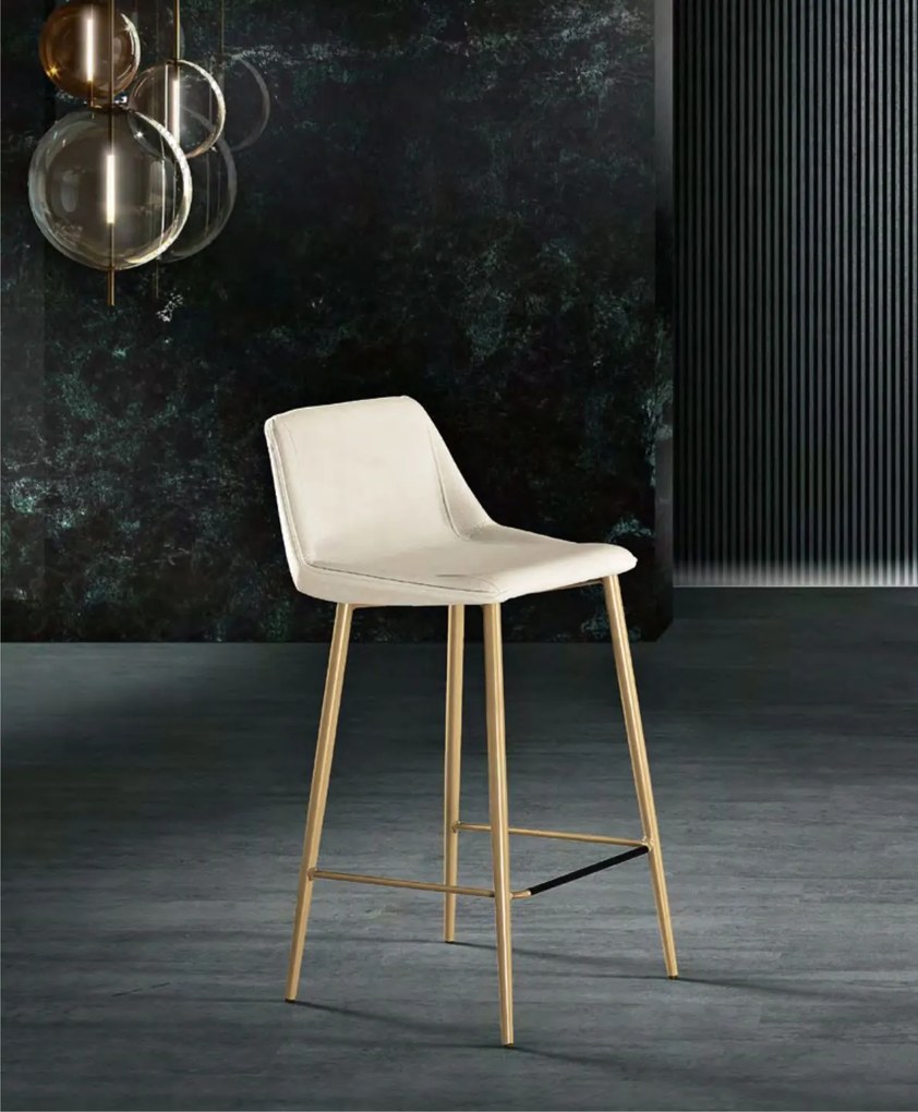 Max Home Barová stolička vysoká Marlena vzorník tkaniny: crystal 06, nohy: kovové kónické perlové béžové RAL 1035