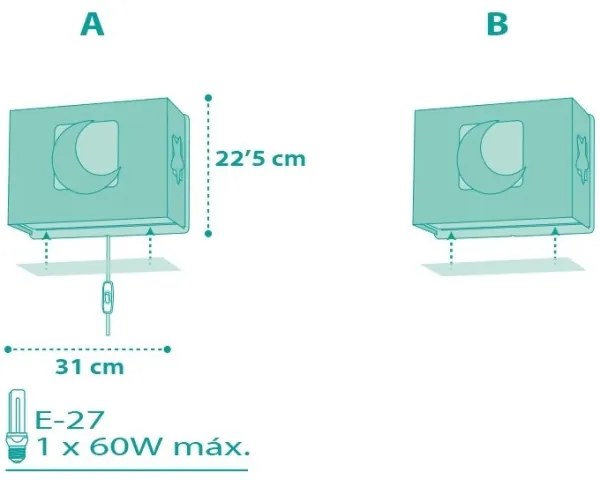 Dalber D-63238H - Dětské nástěnné svítidlo MOONLIGHT 1xE27/60W/230V