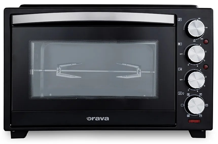 Orava Elektra-C38 elektrická trouba s dvouplotýnkovým sklokeramickým vařičem, 38 l