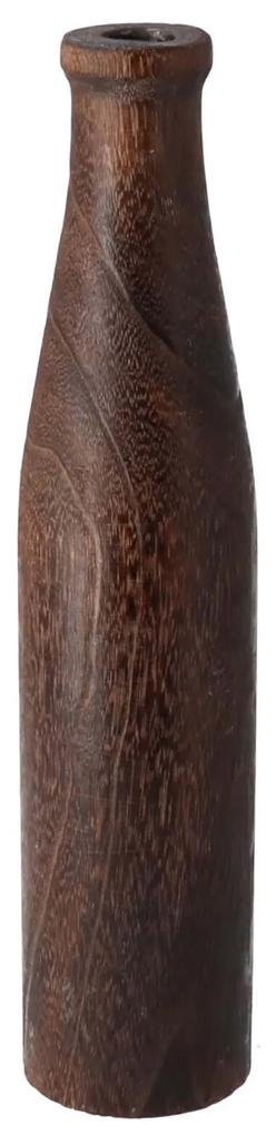 Hogewoning Dřevěná úzká váza tmavá 32 cm