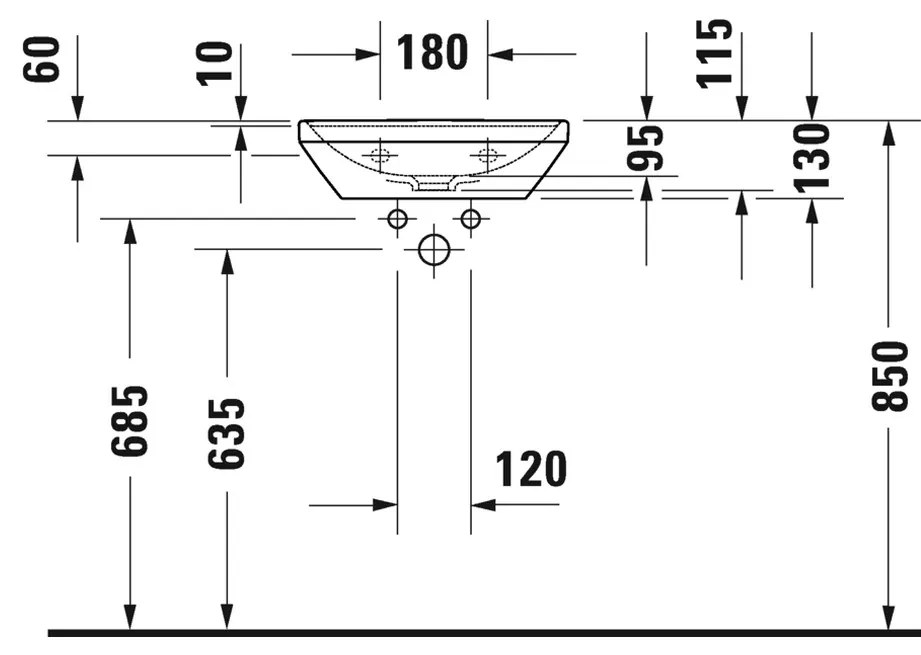 Duravit D-Neo - Umyvadlo 450x335 mm, bez průtoku, bílá 0738450041