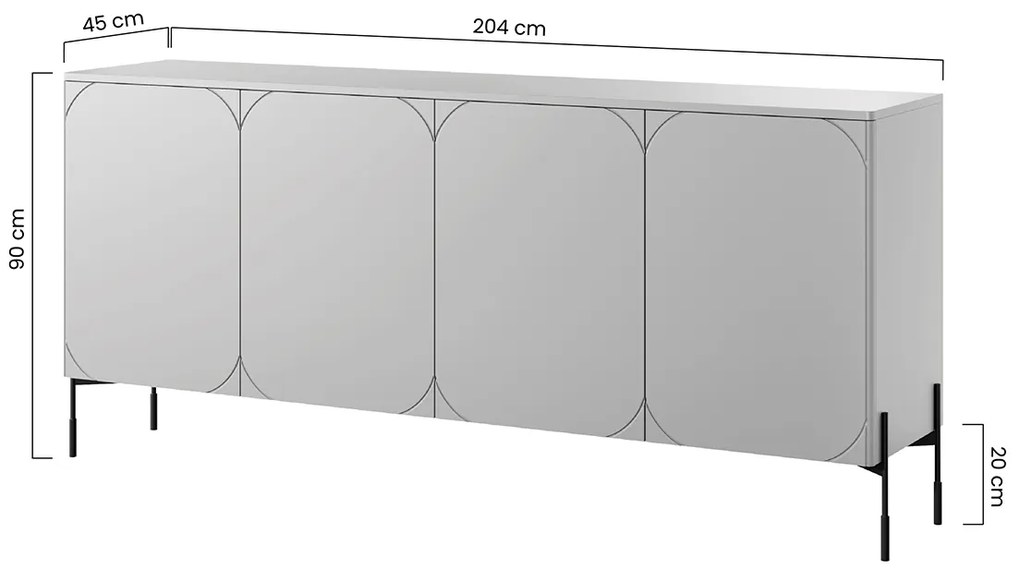 Komoda Sonatia 200 cm se dvěmi ukrytými zásuvkami - olivová