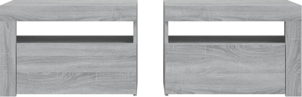 Noční stolky 2 ks s LED osvětlením šedé sonoma 60 x 35 x 40 cm 3144973