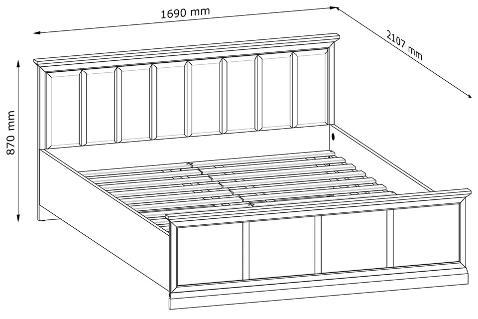 LUCCA c | dvoulůžko L160 + rošt v ceně | 160x200 cm | černá